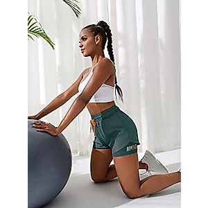 YOAKUKA Women's 2 in 1 Workout Shorts Gym Workout Yoga Running Biker Tennis Skirts Clothes Summer Green