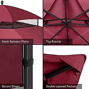 Flexzion 10x12 Canopy Replacement Top - Gazebo Cover for Lowe's Home Depot Allen and Roth Gazebo Replacement Parts - UV UPF 50+ Cover for Canopies, Garden, Patio, Yard Tent, Red