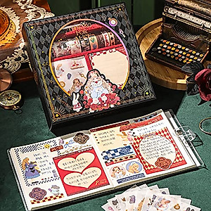 Comealltime Scrapbooking Supplies Stickers(121pcs), Vintage Aesthetic Scrapbook Kit with Washi Stickers, Hobby Knife, Decoupage Papers for Bullet Journals, Craft DIY Gift - Black