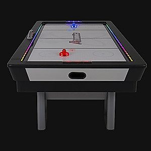 Atomic Top Shelf 7.5’ Air Hockey Table with 120V Motor for Maximum Air Flow, High-Speed PVC Playing Surface for Arcade-Style Play and Multicolor LED Lumen-X Technology to Illuminate Play