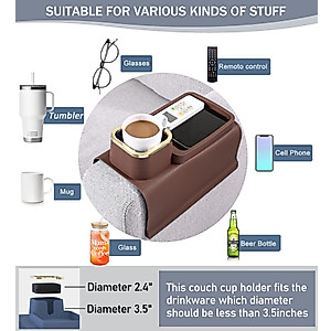 HMASYO Couch Cup Holder Tray - Silicone Sofa Armrest Table Couch Drink Holder and Tray Organizer for Remote Snacks Cellphone, Anti-Spill Anti-Slip Design, Gifts for Family Mom Dad Grandma