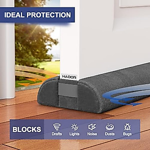 HADOR Door Draft Stopper for Bottom of Door, 36 Inch Under Draft Air Noise Light Blocker 30"- 36" Double Side Triangle Soundproof Sweep Filler Seal Gap up to 1.7" for Patio Sliding Door Guard, Black