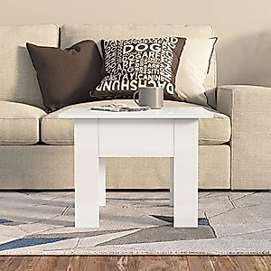 QJBSAVVA Coffee Table High Gloss White 21.7"x21.7"x16.5" Engineered Wood,Floor Standing Table Table for Living Room Cocktail Table Suitable for Meeting Rooms, Reception Rooms, Offices