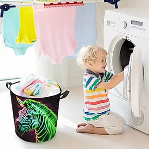 Laundry Hamper Glowing Zebra Freestanding Laundry Basket Thickened Waterproof Collapsible Clothes Hamper Storage for Clothes Toys Dorm And Family