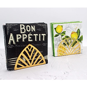 Tstarer Golden Metal Napkin Holder, Table Napkin Organizer for Kitchen & Picnic - Small 5.1 W X 3.5 H X 1.5 D (semicircle)