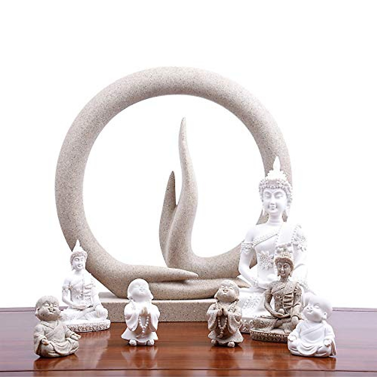Carefree Fish Buddha Statue Minimalist Sandstone Buda Ornament Monk Figurine Zen Decor Bring Home a Ray of Sunshine