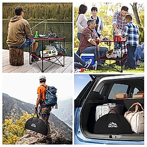 Grovind Portable Camping Table, Outdoor Beach Tables for Sand Foldable Picnic Table with 4 Cup Holders & Carry Bag, Lightweight Waterproof Canvas Tables for Outside, Fishing, Hiking, Tailgating
