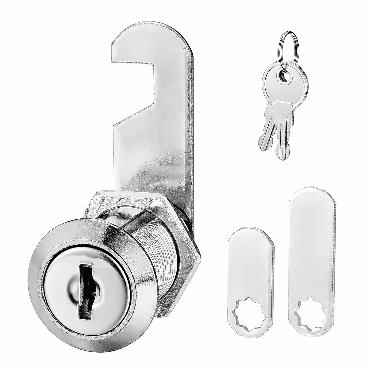 Cabinet Cam Lock Keyed Alike, 1-1/8" with Keys, Replacement Secure Drawer RV Camper Storage Lock for Cylinder Tool Box Mailbox Truck Vending Machine File, Zinc Alloy Chrome Finish (3Pack)