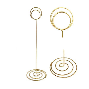 10 Pack 8.7 inch Table Number Place Card Holders, Picture Holder Photo Holder Clips, Memo Note Photo Stand.(Gold, 8 inchs)