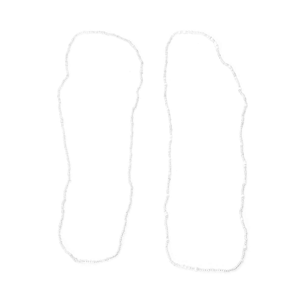 Happyyami 2Pcs Waist Beads Boho African Belly Chain Pregnancy Beach Body Chain Summer Bikini Jewelry for Woman Girl (Silver White)