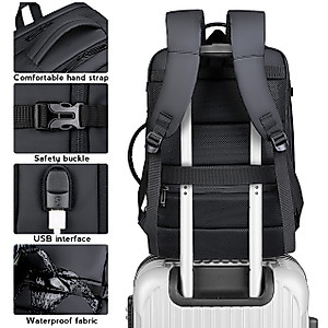 KSIBNW Weekender Carry on Backpack with USB Port,40L Expandable Travel Backpacks, Flight Approved Carry on Bags for Airplanes,Water Resistant Durable 17-inch Laptop Backpacks