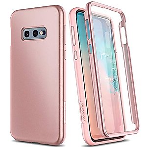 SURITCH Case for Samsung Galaxy S10e,【Built in Screen Protector】【Support Wireless Charging】 Rugged Back Cover Hybrid Bumper 360 Protective Case Matte Shockproof for S10e Case 5.8"(Rose Gold)