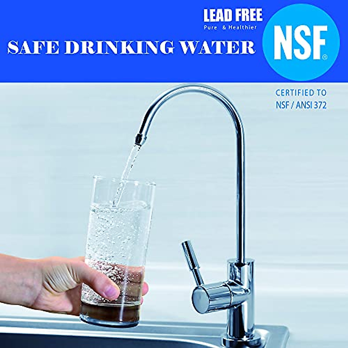 NSF Certification Lead-Free Water Filtration Reverse Osmosis Faucet Advanced RO Tap for Drinking, Kitchen Sink Cleaning | Safe, Healthier (Chrome) (Chrome)