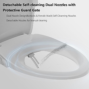 UYXMTPY Non-Electric Bidet Toilet Seat - Fits Existing Elongated Toilets, White, Dual Nozzle System, Slow-Close, Self-Cleaning Nozzles, Easy Installation