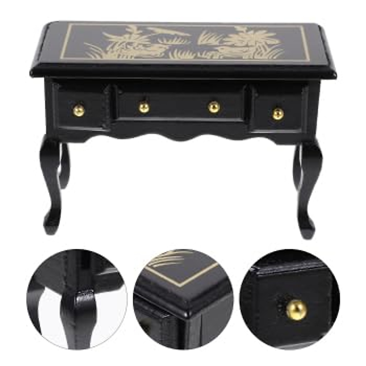 1: 12 Dollhouse Desk Wooden Retro Miniature Table Mini Writing Desk Toy Dollhouse Furniture Accessory Decoration