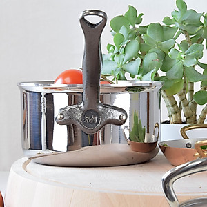 Mauviel M'Cook Iron 5-Ply Polished Stainless Steel Stock Pot With Lid, And Iron Handles, 9.7-qt, Made In France