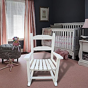 Child's Rocking Chair Solid Wood Kids Rocking Chair,Wooden Rocker Chair for Children Aged 3-7,Oak Rocking Chair for Front Porch/Outdoor/Indoor,Plywood Rocking Chair (White-2)
