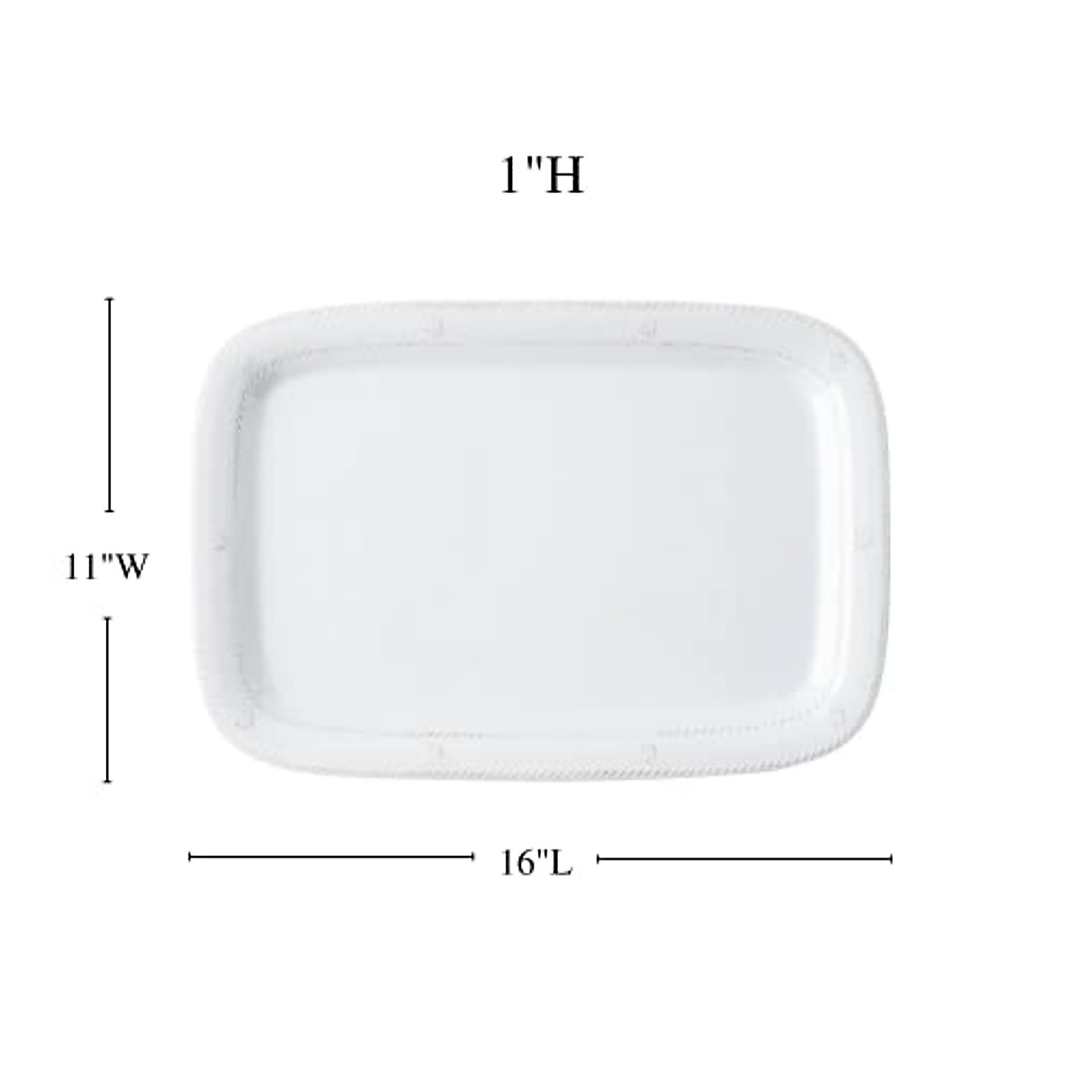 Juliska - Berry & Thread Melamine Tray 16 in. - Whitewash, Melamine Serving Tray - Unbreakable, White Melamine, Decorative Embossed Melamine Tray