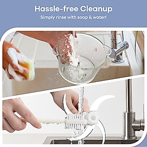 Ganiza Food Processor, 2-Speed Food Chopper Meat Grinder with 8 Cup Stainless Steel & 8 Cup Glass Bowls, Upgraded Button & Smart Overheat Protection Light - Includes Clean Brush, 2 Sets of Blades