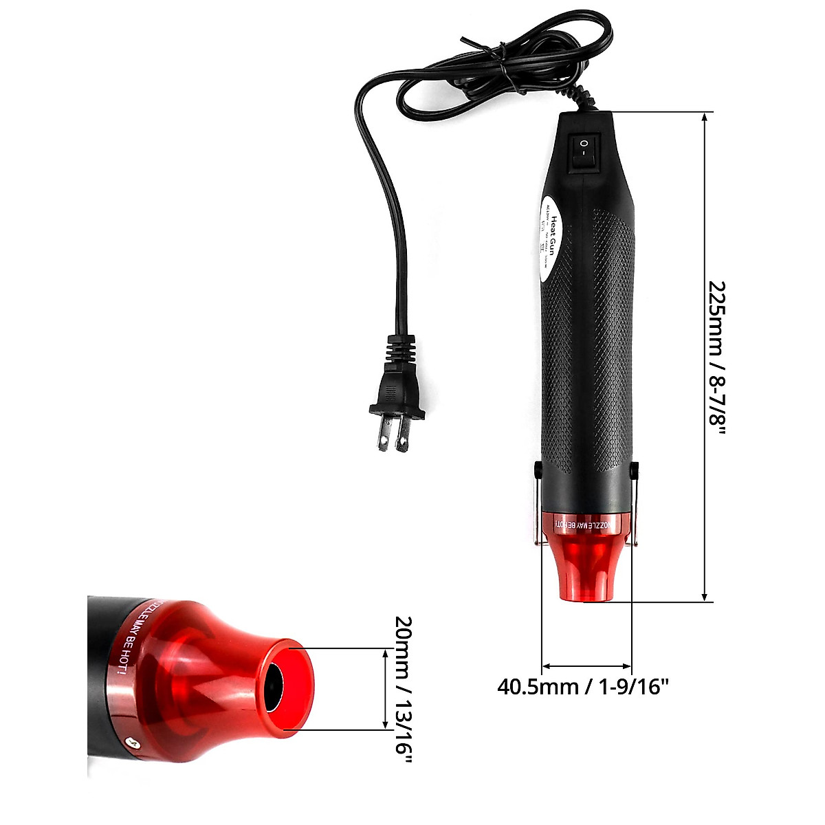 QWORK Heat Gun, 110V 300W Hot Air Gun Tools Shrink Gun with Stand and Power Cord, for Shrinking Wrapping PVC, DIY Embossing and Drying Paint