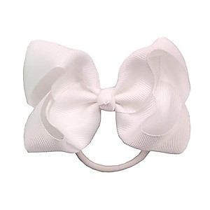 40Pcs 4.5 Inches Boutique Pops Hair Bows Elastic Hair Ties Grosgrain Ribbon Big Cheer Bow Ponytail Holder Rubber Hair Bands for Girls Toddlers Kids Teens In Pairs