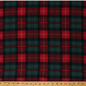 Fleece Christmas Plaid Red Green Holiday Plaid Check Winter Fleece Fabric Print by The Yard (A511.37)