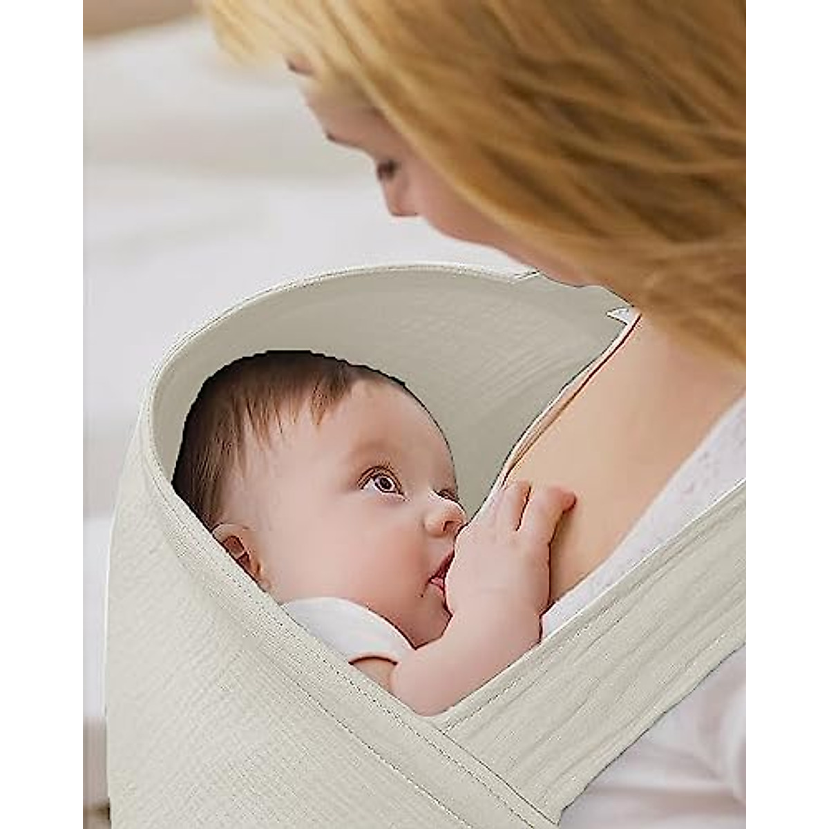 Muslin Nursing Cover for Breastfeeding, Breathable 100% Cotton Privacy Nursing Covers with Rigid Hoop for Mother Nursing Apron, Include Burp Cloths, Soft Arch Neckline Nursing Apron (Gray)