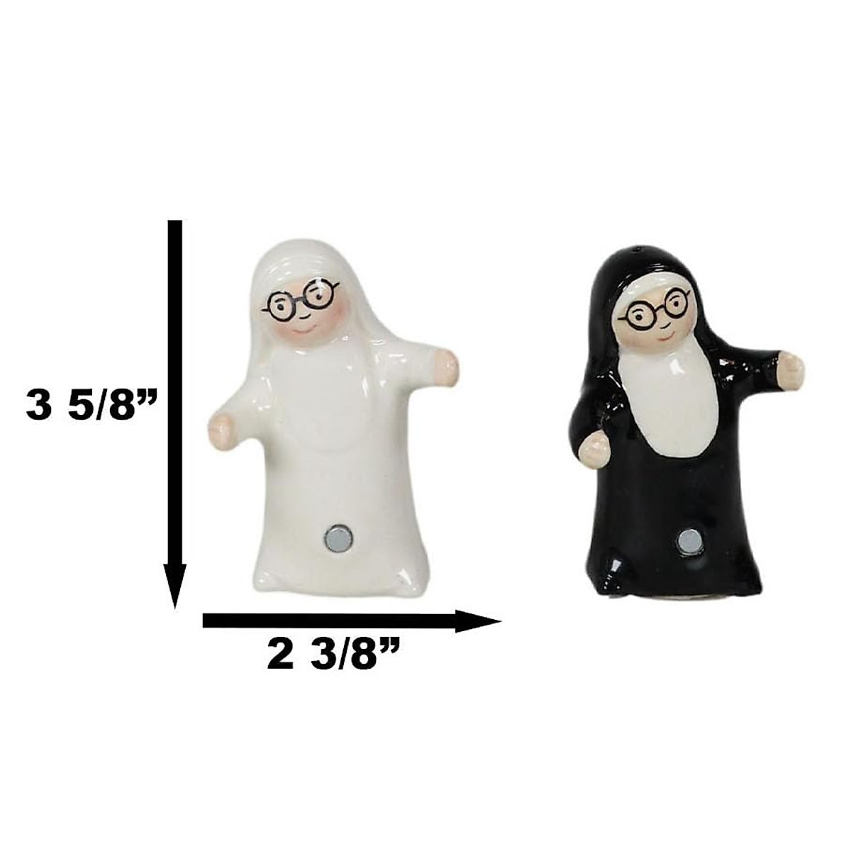 Ebros Gift Black And White Dressed Nuns Dancing Salt And Pepper Shakers Ceramic Figurine Set 3.5"H Hugging Nun Religious Inspirational Funny Themed Accents