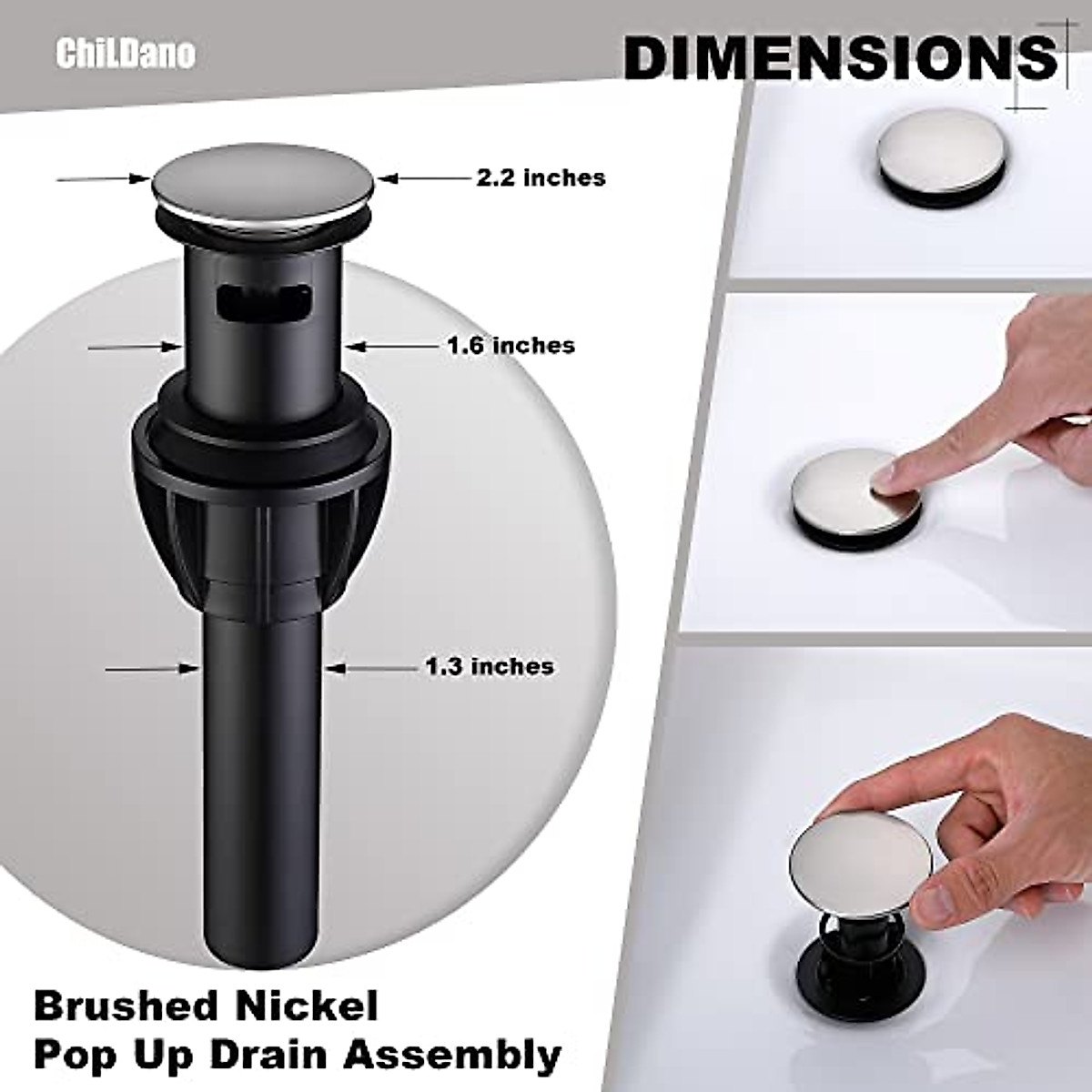 8 inch Brushed Nickel Widespread Bathroom Faucet, 2 Handle 3 Hole Bathroom Faucet with Sink Drain and Water Faucet Supply Hose, ChiLDano Bathroom Faucets CH3166BN