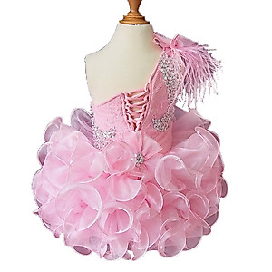 Jenniferwu G095 Infant Toddler Baby Newborn Little Girl's Pageant Party Birthday Dress Pink Size 9-12M