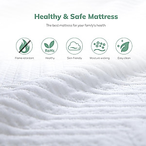 EGO White 10 Inch Full Green Tea Memory Foam Mattress, Gel Mattress Bed in a Box, CertiPUR-US Certified, Double Mattress, 54"x75", Medium Firm