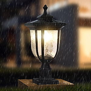 KMC KMC IGHTING ST4322Q Solar Lamp Post Lights Solar Post Lights Post Solar Lights 120 Lumen Die-Casting Aluminum with 3-Inch Fitter Base Black Pier Mount for Outdoor Garden Post Pole Landscape Yard