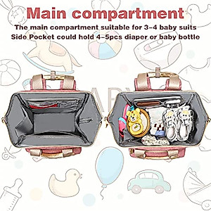 Jiefeike Diaper Bag Backpack,Baby Boys Girls Travel Backpack Diaper Bag for Dad Mom,Insulated Pockets Portable Pink Baby Nappy Bags with USB Charging Port,RFID Anti-Theft Pocket Stroller Straps