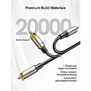 VIOY Coaxial Digital Audio Cable (3.3FT/1M), [Gold-Plated & Braided] Subwoofer Cable RCA Male to Male HiFi 5.1 SPDIF Stereo Audio Cable for Home Theater, HDTV, Amplifier Speaker Soundbar