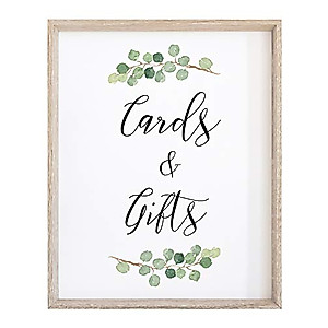 2 City Geese Wedding Cards and Gifts Sign for Reception or Ceremony | Watercolor Greenery with Eucalyptus Print on Thick Cardstock Paper | Wedding Decoration NOT Framed | (1) 8x10 Sign