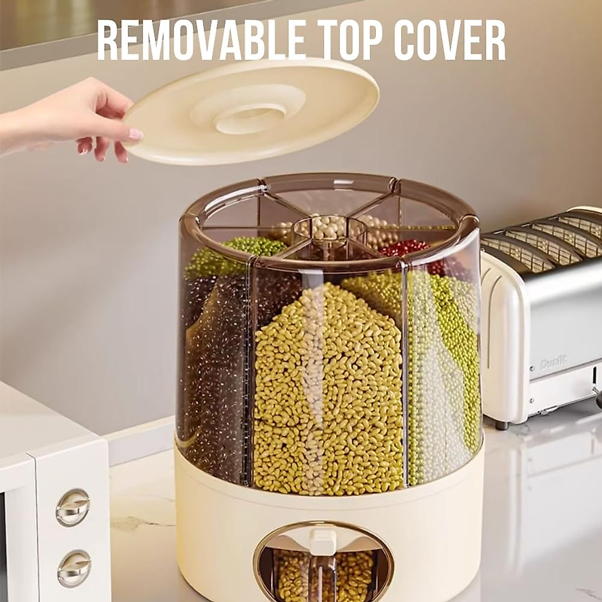 SENAOU Grain Storage Tank Grain Dispenser 360°Rotating Kitchen Storage Containers (11lb)