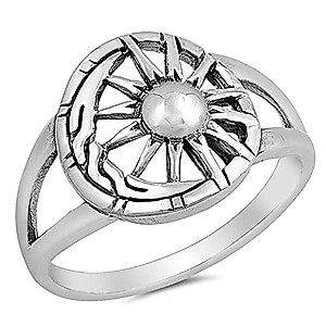 Sun Moon Universe Amazing Detail Ring New .925 Sterling Silver Band Size 9