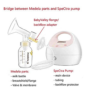 BabyValley Upgrade Backflow Adapter Compatible with Spectra S1/S2, Spectra 9, 9Plus Flange Adapter Connectors for Medela Breastshield Swing, Harmony Flange and Spectra Backflow Protector (Yellow 2pc)