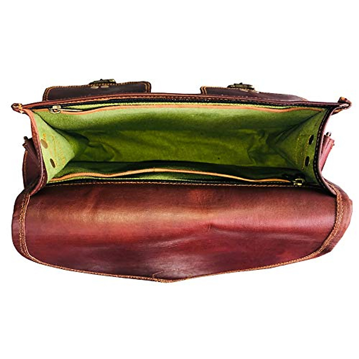 cuero 14 Inch Leather Crossbody Satchel Ladies Purse Women, Brown, Size Medium