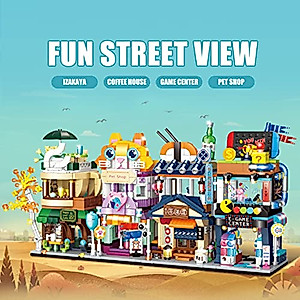 MENYORD Mini Street View Building Block kit, 287 Pieces MOC Creative Pet Shop Architecture Toys, ollectible Gift for Kids Ages 6+ (New 2023，Compatible with Lego Set)(Pet Shop)