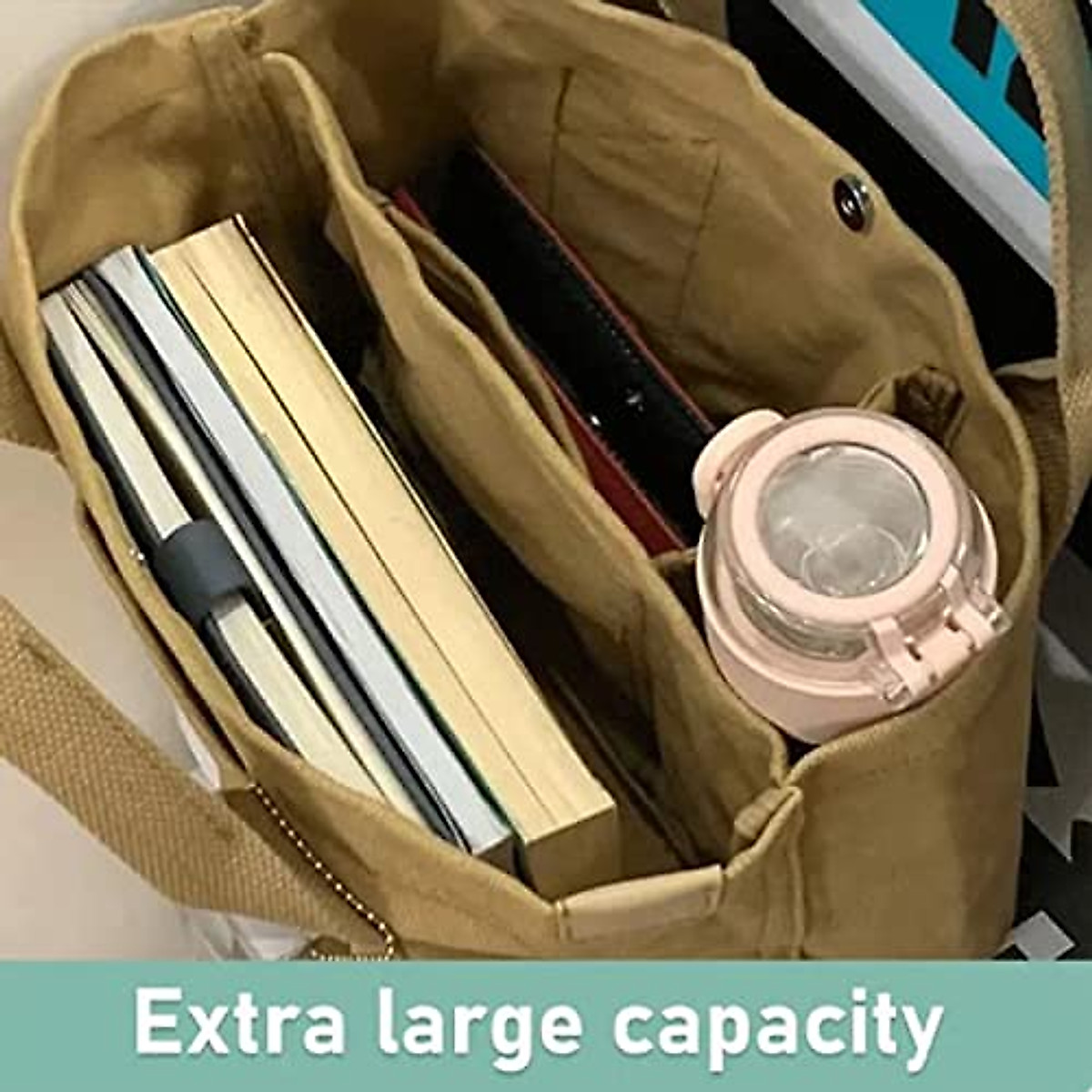 Large Capacity Multi Pocket Handbag, Ladies Fashion Canvas Tote, Canvas Bag With Zipper, Large Capacity Shoulder Bags (1PCS Black)
