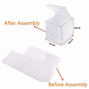 Bakbania 30 Pieces Candy Apple Boxes with Hole Top PET Clear Gift Boxes 4" x 4" x 4" Clear Favor Boxes for Caramel Apples,Ornaments, Treats, Party Favors