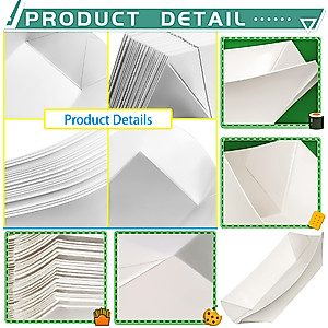 MotBach 200 Pack Small Paper Food Boats, 1/4 Lb Disposable Kraft Food Trays, Take Out Paper Boats, Food Serving Trays, Grease Resistant Paper Trays for Party Fries Popcorn Nachos Snacks Tacos, (White)