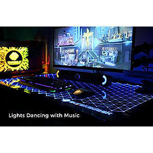EUREKA ERGONOMIC RGB LED Gaming Desk, Music Sync Lights Up Tempered Glass Desktop, 43" GTG I43 Home Office Computer Table W Controller Rack 4 USB Charging Ports, APP Control