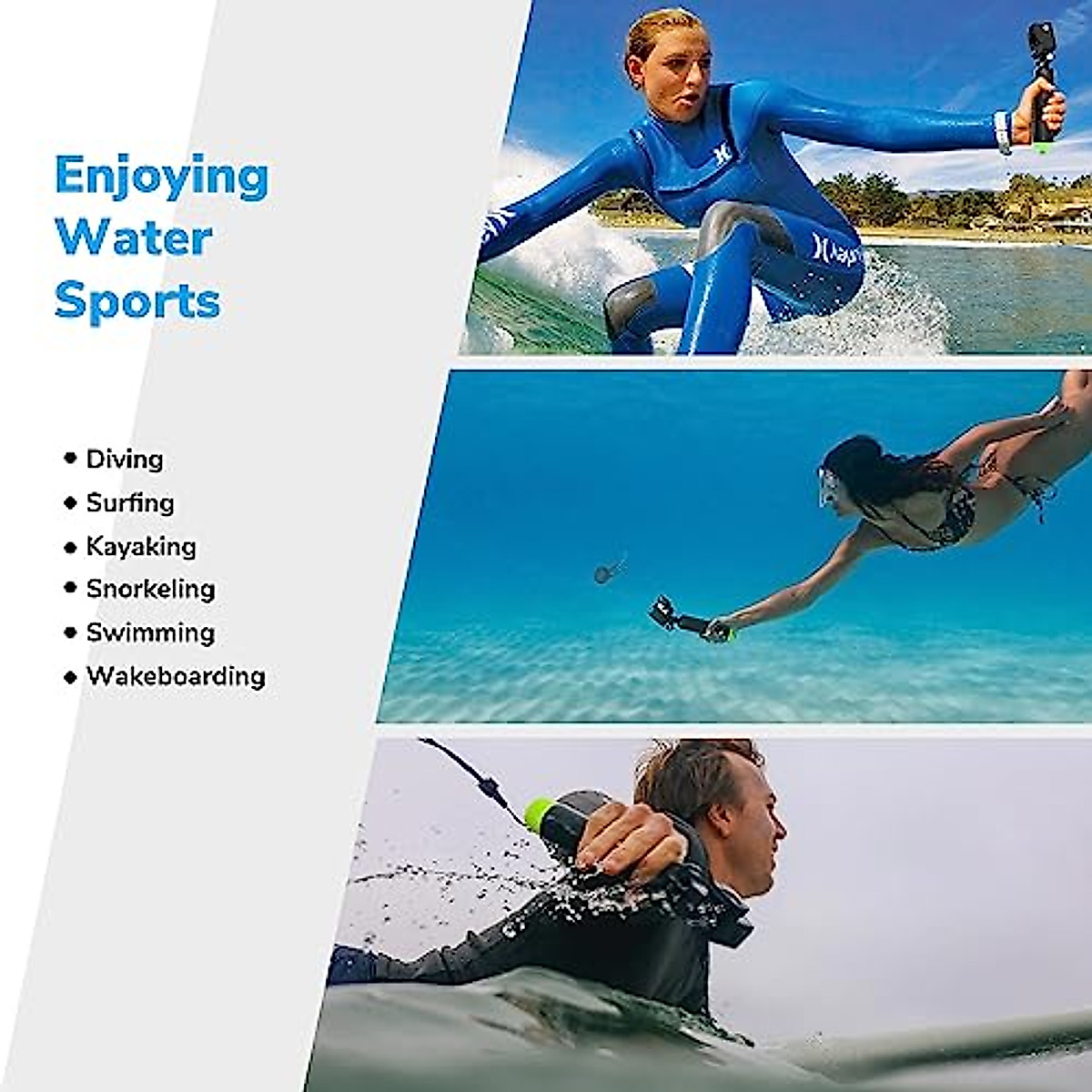 Sametop Floating Hand Grip Waterproof Handle Compatible with GoPro Hero 12, 11, 10, 9, 8, 7, 6, 5, 4, Session, 3+, 3, 2, 1, Hero (2018), Fusion, Max, DJI Osmo Action Cameras (Green)