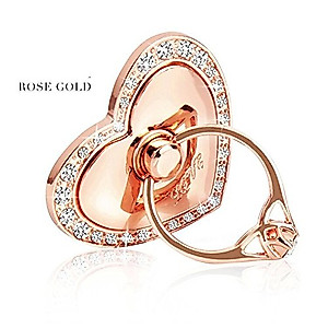 Universal Phone Ring Bracket Holder,UCLL Love Heart Diamond Shape Finger Grip Stand Holder Ring Car Mount Phone Ring Grip Smartphone Ring Stent Tablet Rose Gold