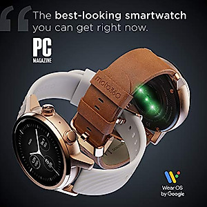 Moto 360 3rd Gen 2020 - Wear OS by Google - Touch Screen - Luxury Stainless Steel Smartwatch - Genuine Leather and High-Impact Sports Bands - Champagne Gold