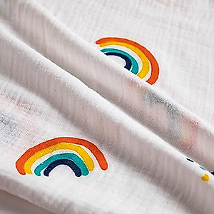 QSTEHEML Toddler Pillow with Muslin Cotton Pillowcase, Soft Breathable Kids Pillows for Sleeping and Traveling, 13 ×18 Small Baby Bed Pillows for Cribs, Cots, Rainbow