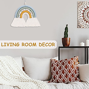 Macrame Rainbow Wall Hanging Boho Nursery Baby Room Kids Green Rainbow Décor (7X7Inches,Green)