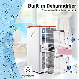 Yescom 10,000 BTU Portable Air Conditioner for Rooms up to 300 Sq. Ft Compact Home AC Unit with Built-in Dehumidifier & Fan & Sleep Modes Remote Control Dust Cover Window Mount Kit for Home/Office
